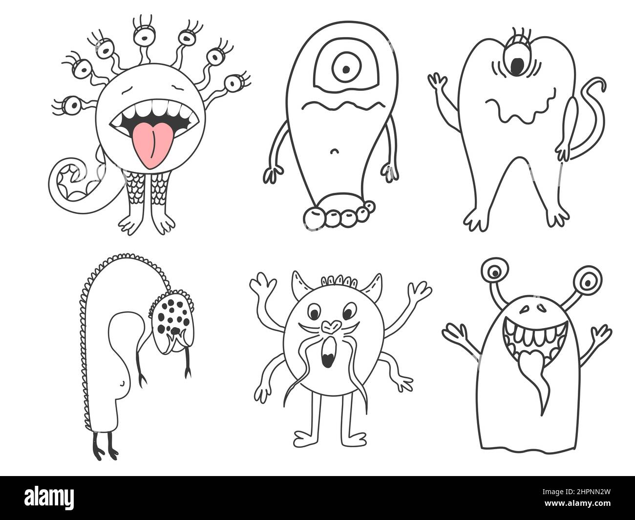 Doodle monsters set. Vector illustration of cute hand drawn monster ...