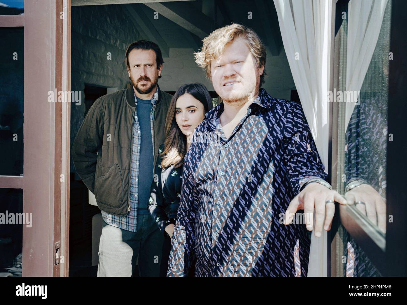 WINDFALL, from left: Lily Collins, Jesse Plemons, Jason Segel, 2022 ...