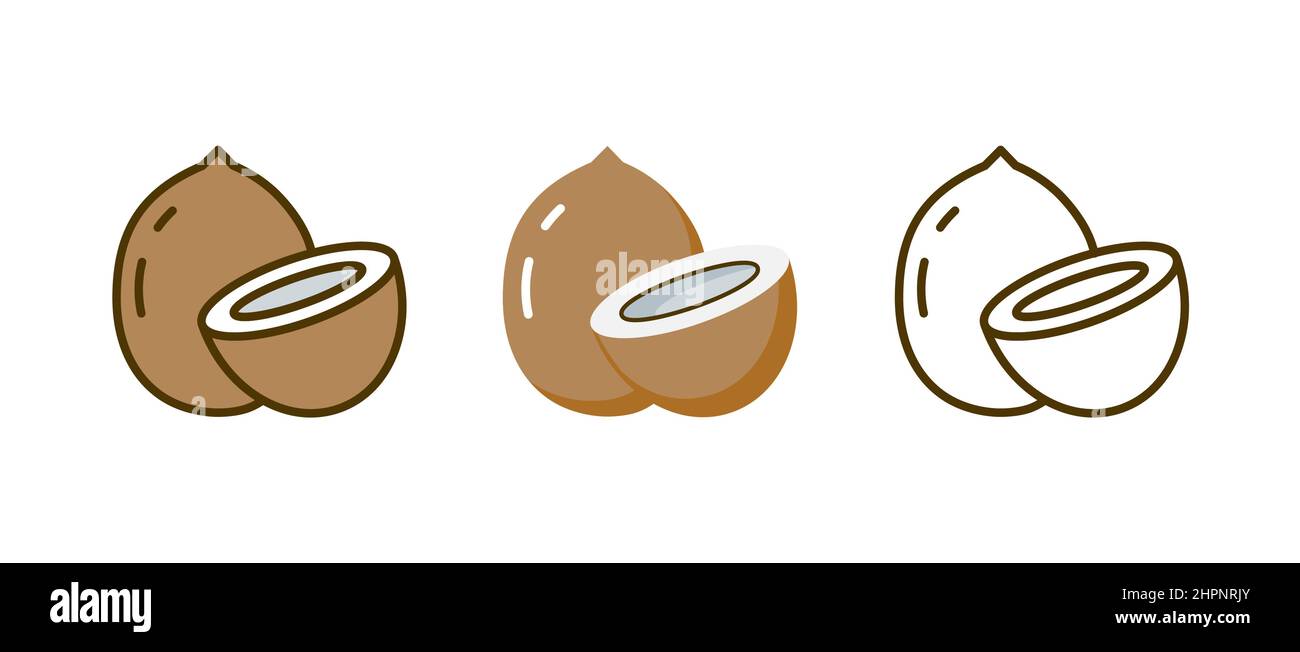 Coconut vector line icon logo. Coconut milk logo package design, coco ...