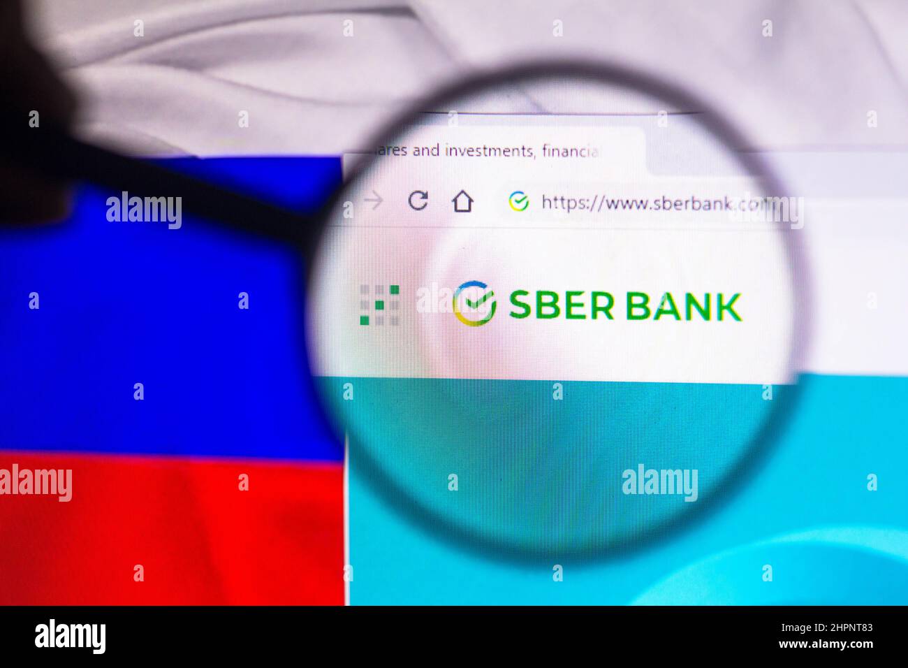 In this photo illustration, the Russian bank logo Sberbank seen ...