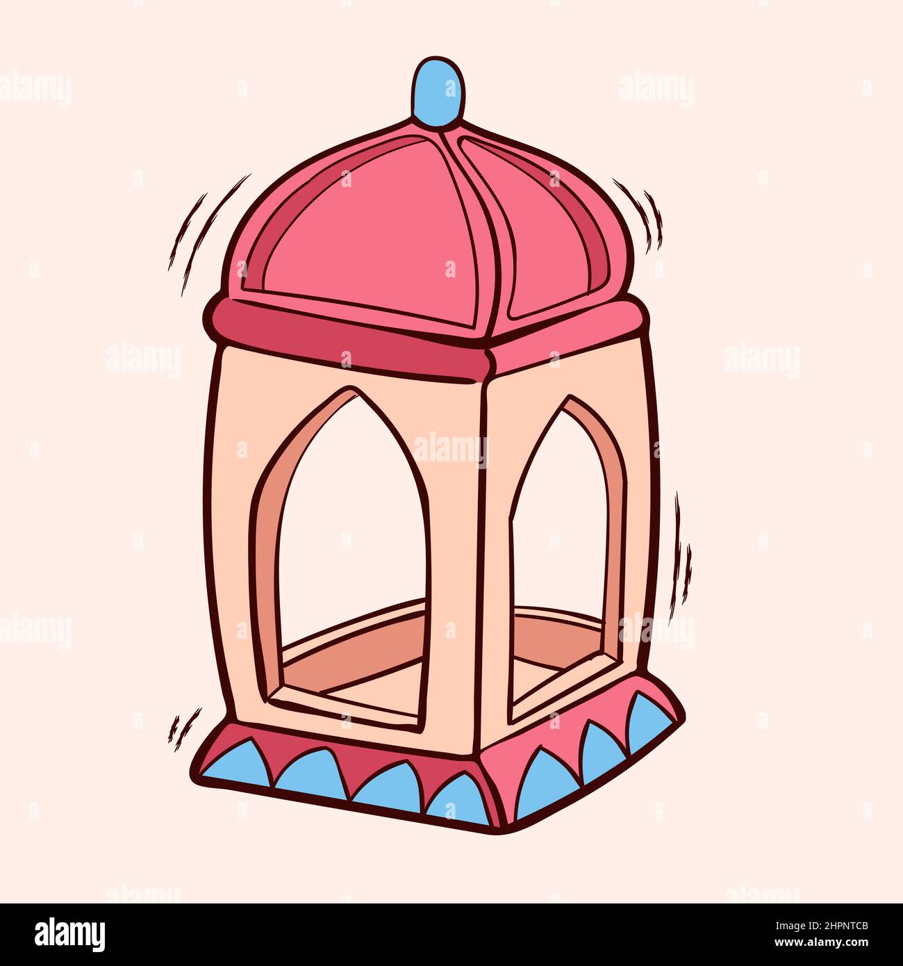 Islamic Lantern with colored hand drawn vector illustration Stock ...