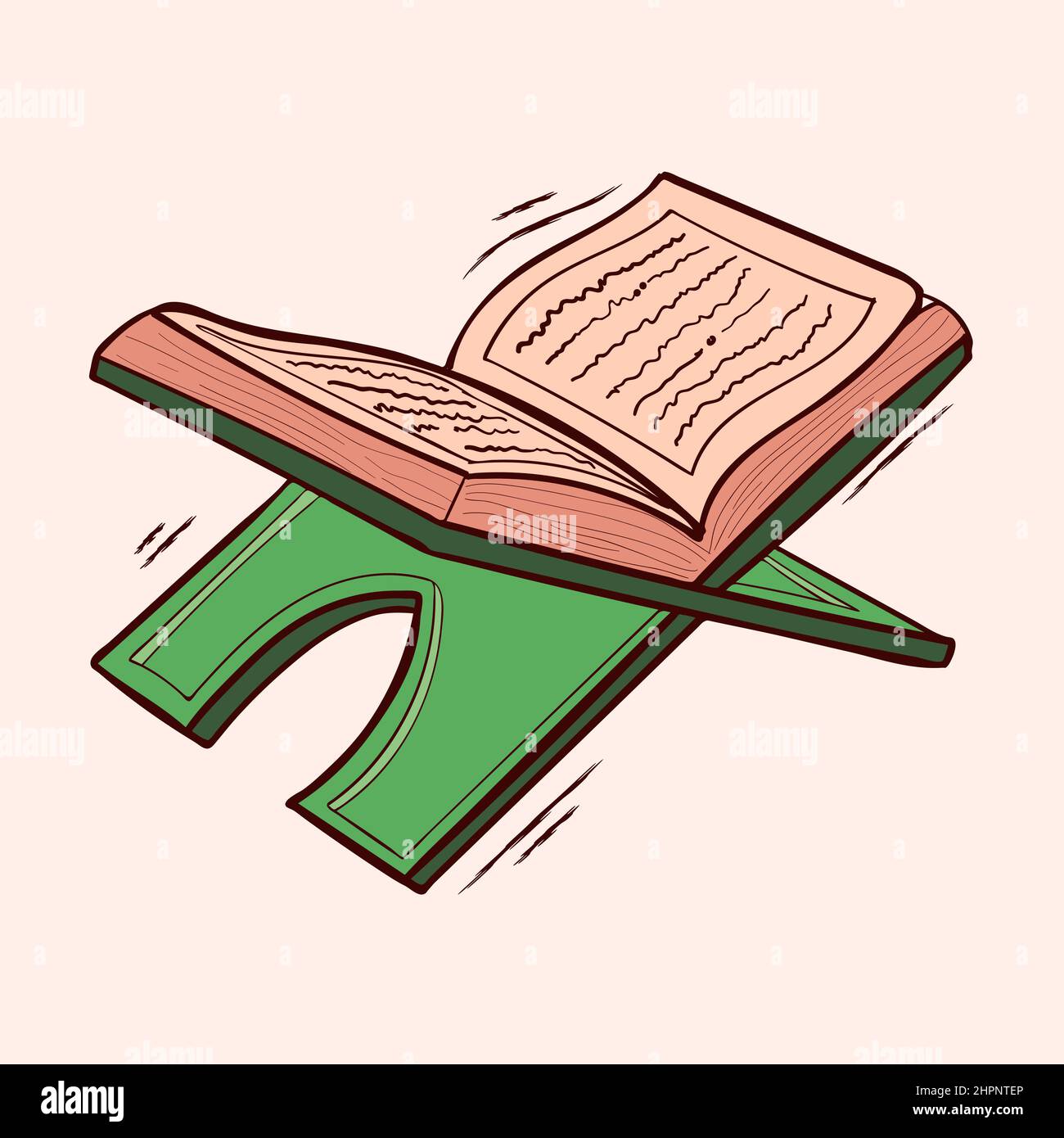 Islamic holy book Koran with colored hand drawn vector illustration ...