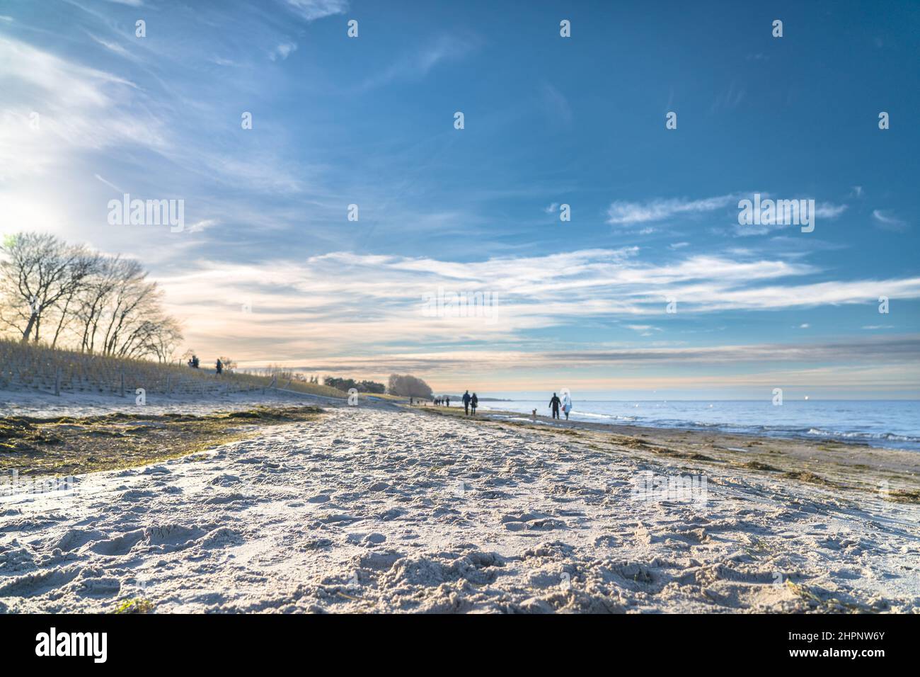 Beautiful scene of beach view with the couple in the far Stock Photo ...