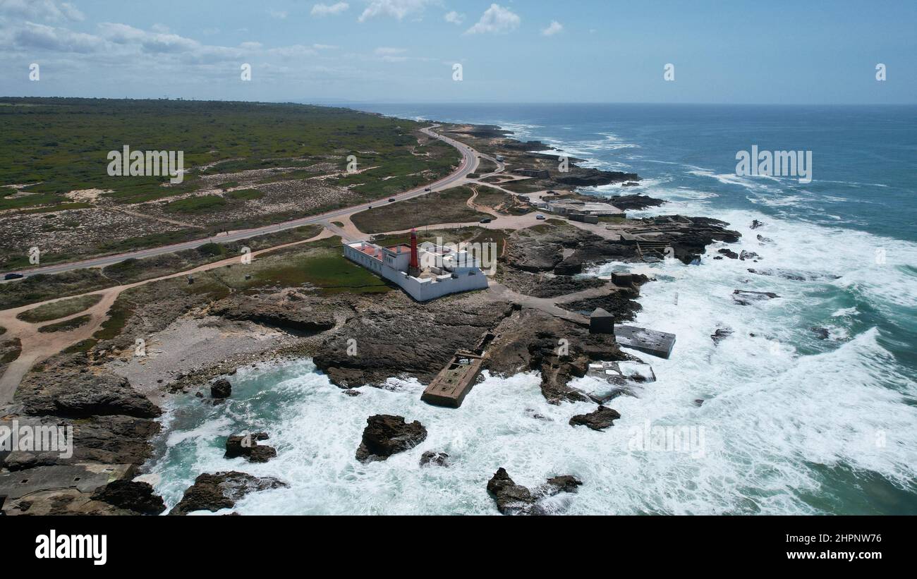 Aerial view of Cabo Raso Lighthouse in Portugal Stock Photo - Alamy