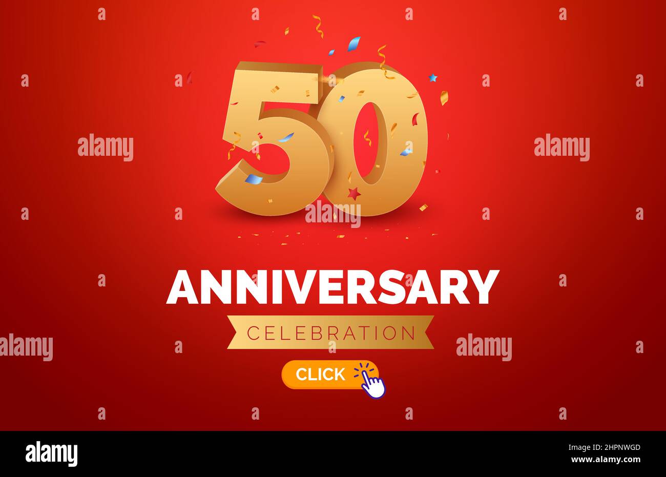 Anniversary birthday 50 years golden background. Happy vector poster ...