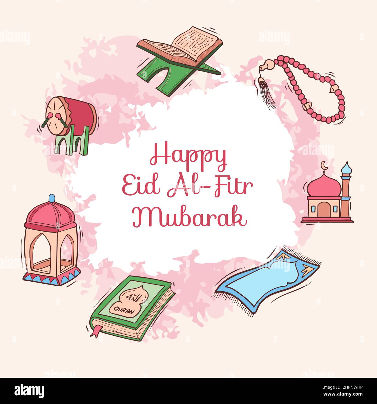 Hand drawn eid al-fitr doodle element set illustration Stock Vector ...