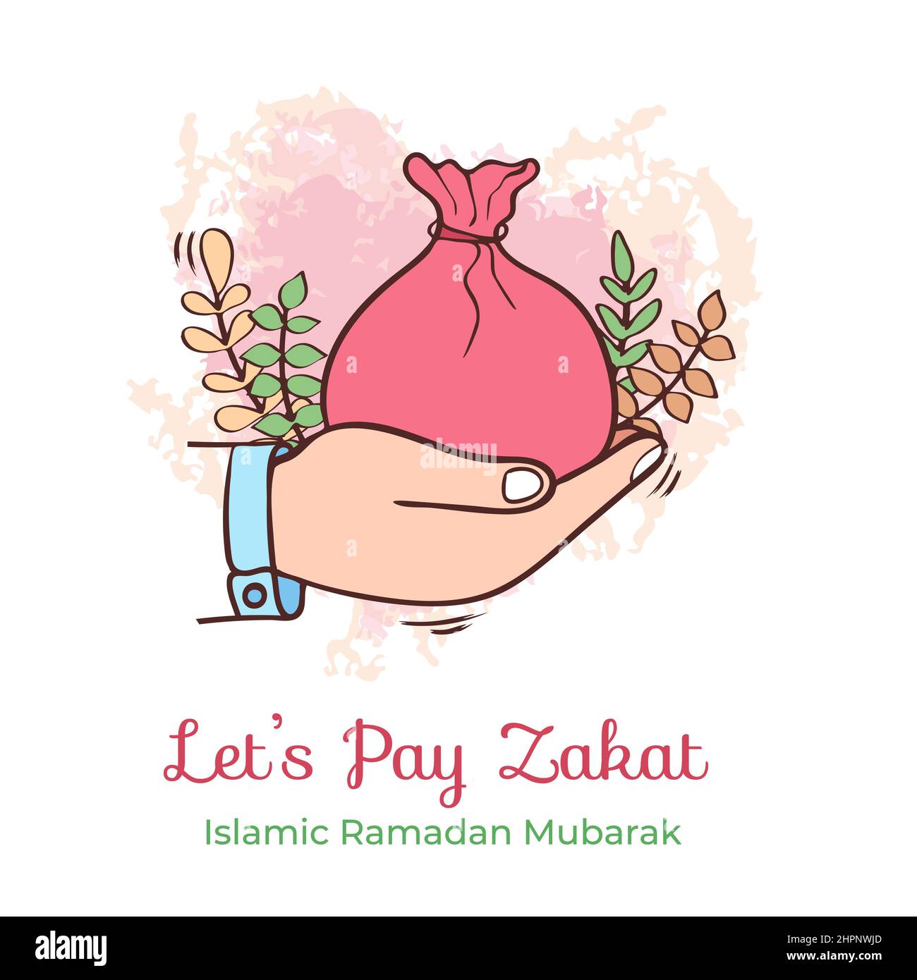 Hand drawn ramadan muslim giving alms illustration Stock Vector Image ...