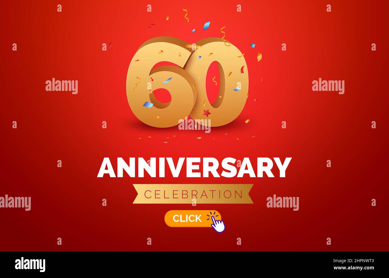 Anniversary birthday 60 years golden background. Happy vector poster ...