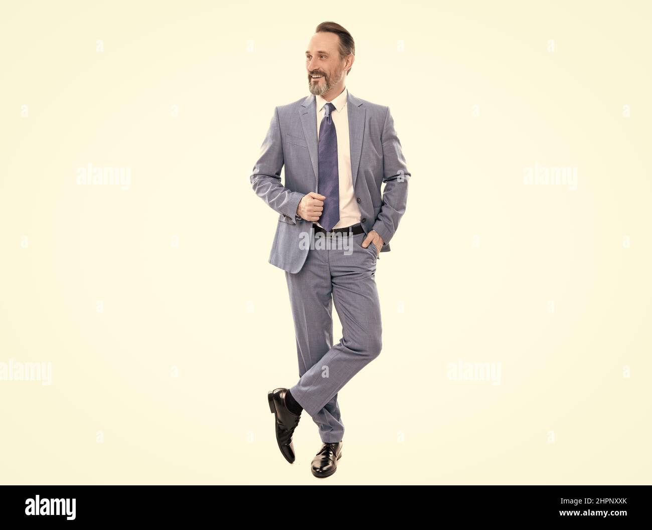 male formal fashion. happy bearded ceo. confident boss with graying ...