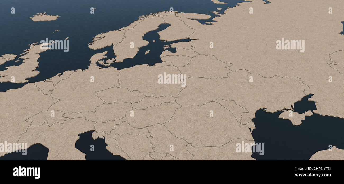 3D Rendering illustration Map of Europe. Geopolitical Concept Stock ...