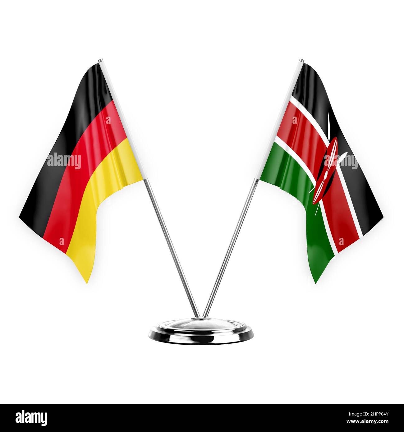 Two table flags isolated on white background 3d illustration, germany ...