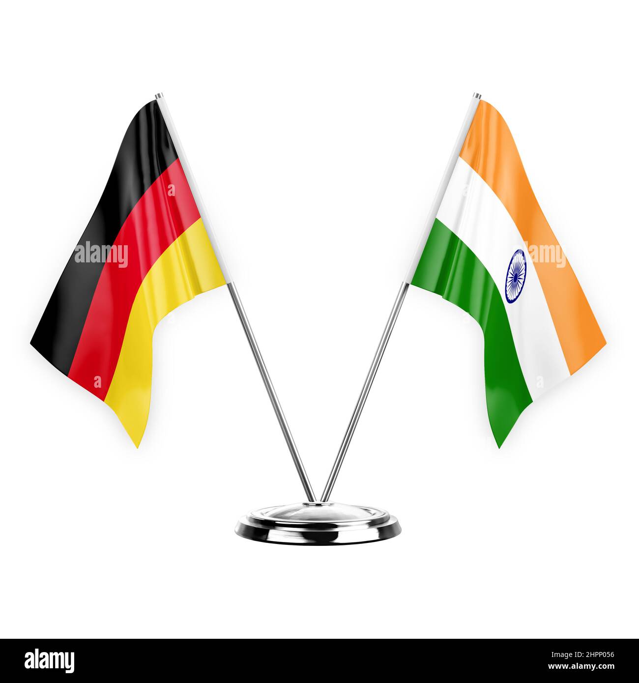 Two table flags isolated on white background 3d illustration, germany ...