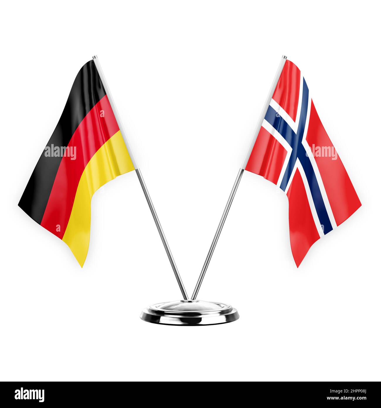 Two table flags isolated on white background 3d illustration, germany ...