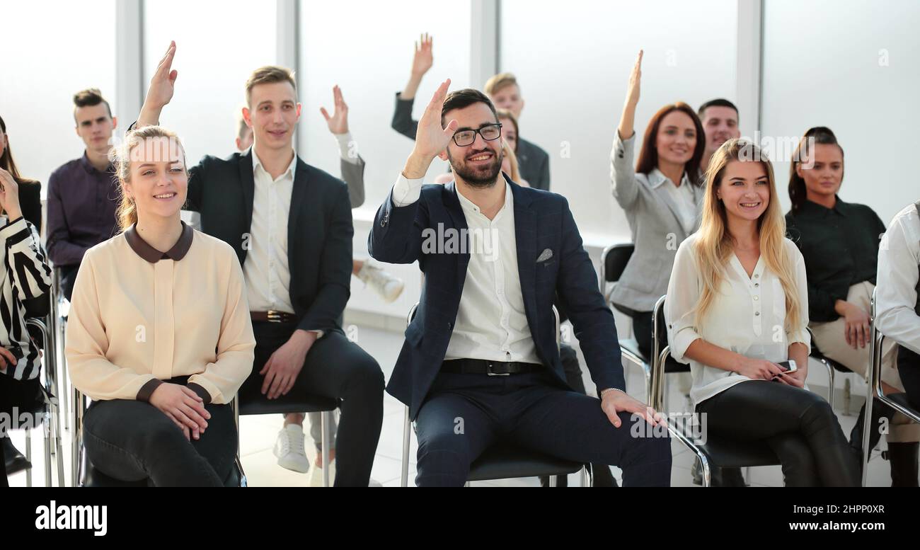 Asking questions during presentation hi-res stock photography and ...