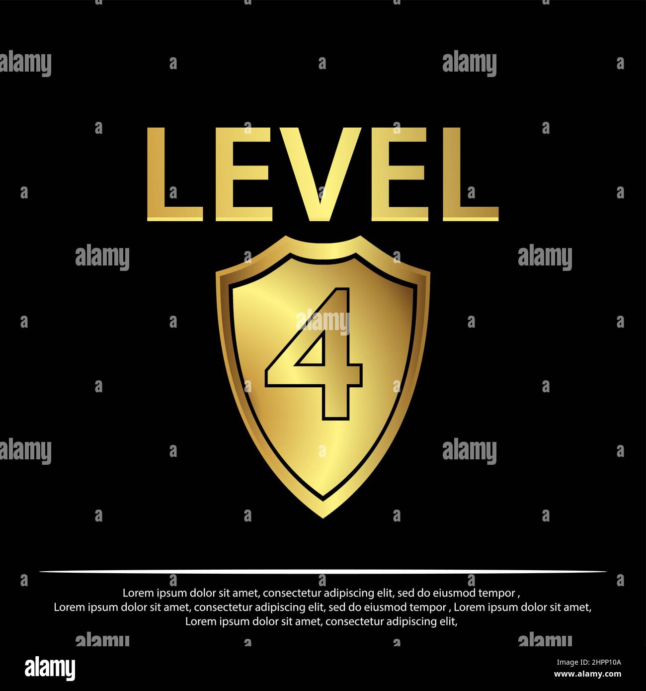 Level 4 background. Level 4 golden. Vector Illustration on black ...