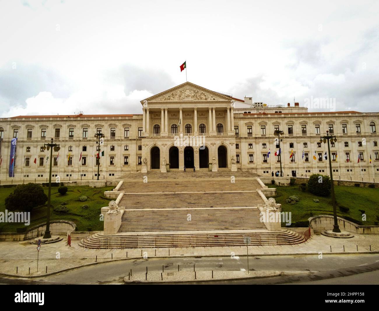 Aerial view of Portuguese Parliament Building in Lisbon, Portugal Stock ...