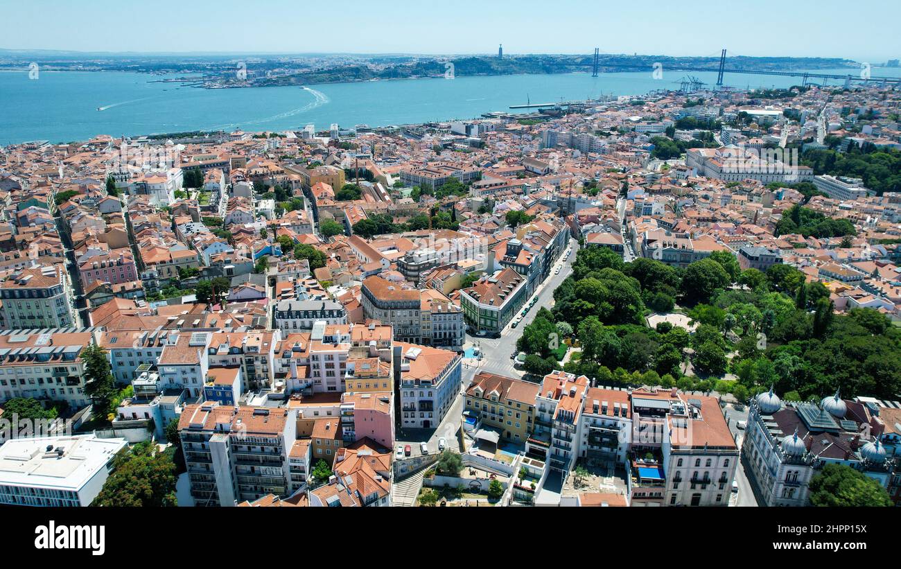 Aerial view of Lisbon at day Stock Photo - Alamy
