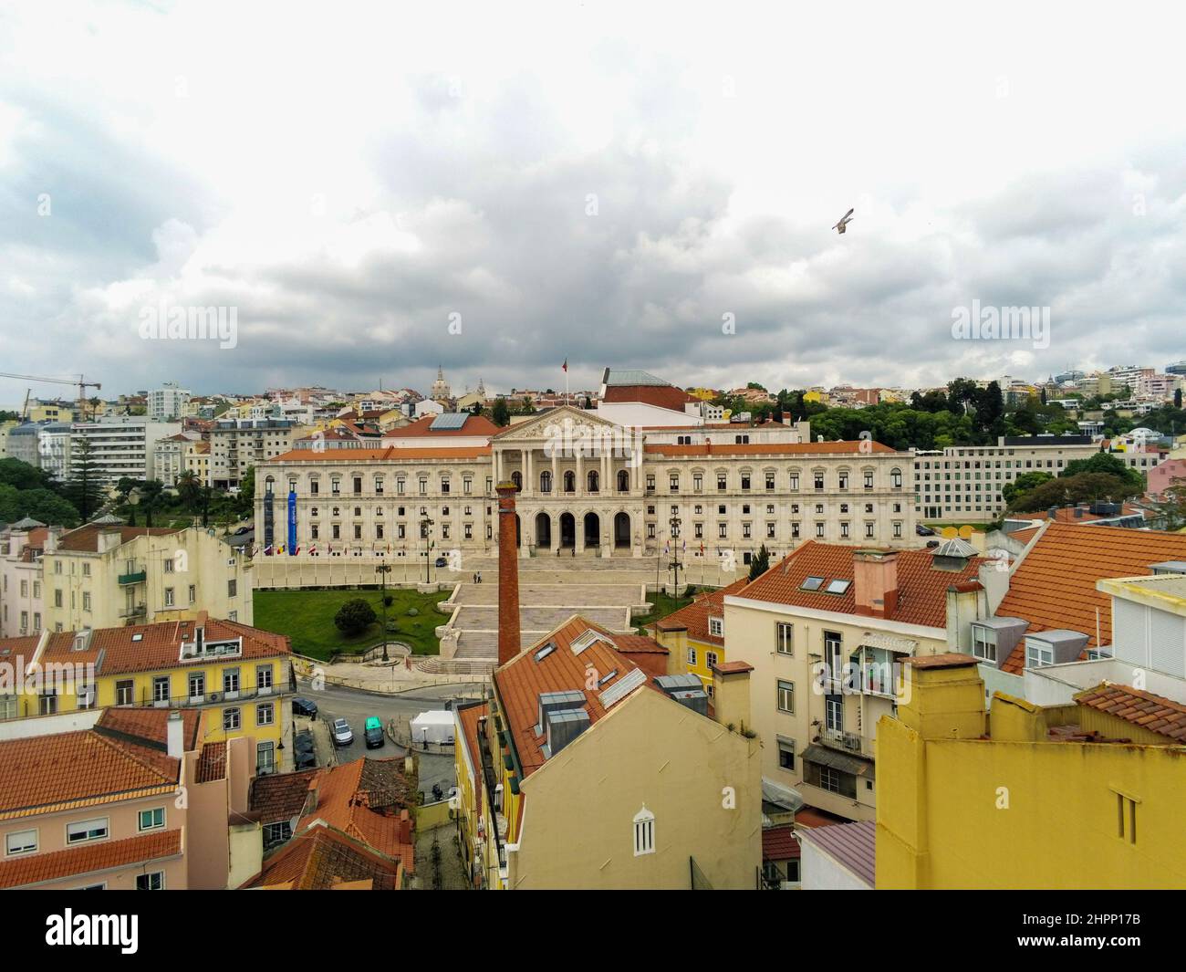 Aerial view of Portuguese Parliament Building in Lisbon, Portugal Stock ...
