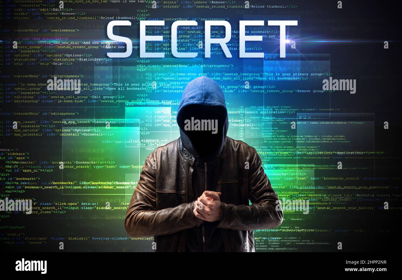 Faceless hacker on code background Stock Photo - Alamy
