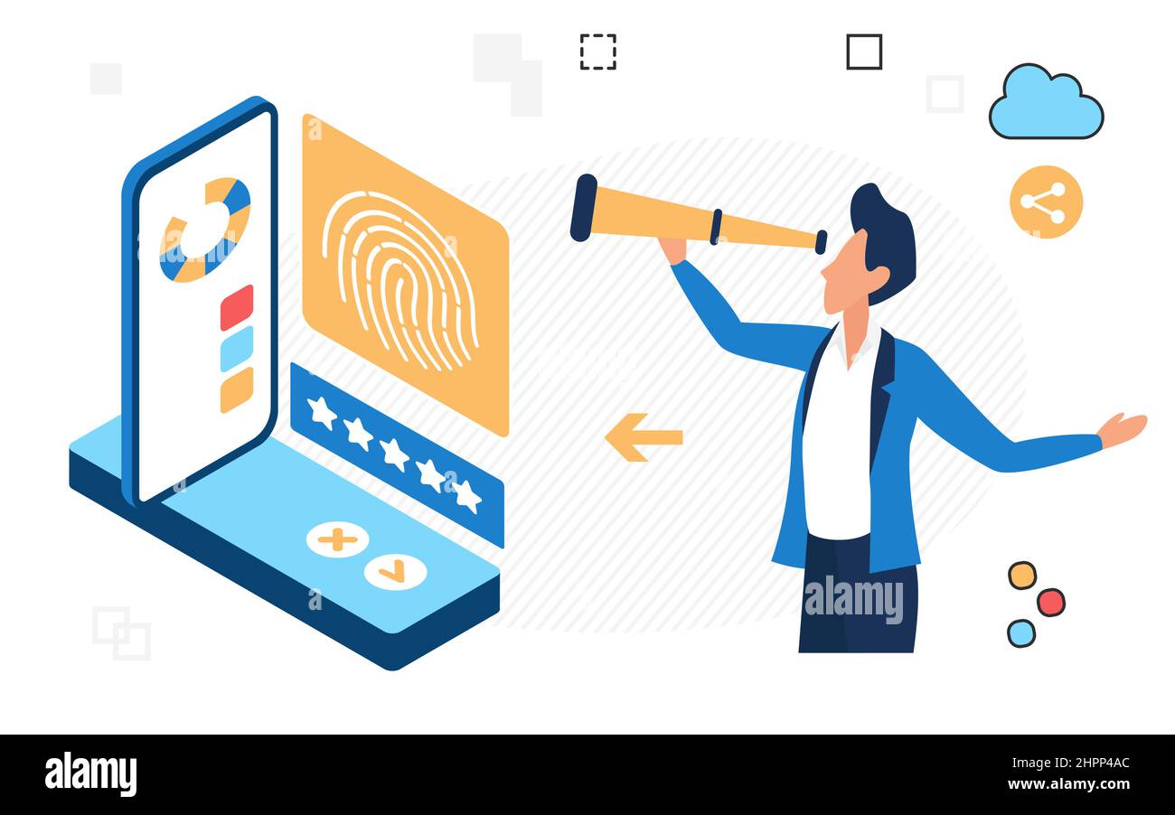 Data access security finger authentication process. Scanning biometric ...