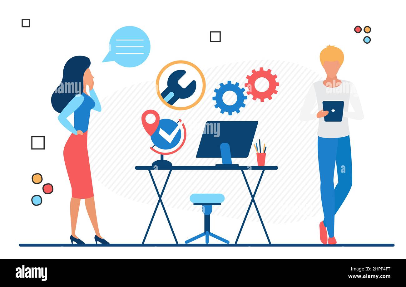 Company office workplace with equipment devices. Effective adjusted ...