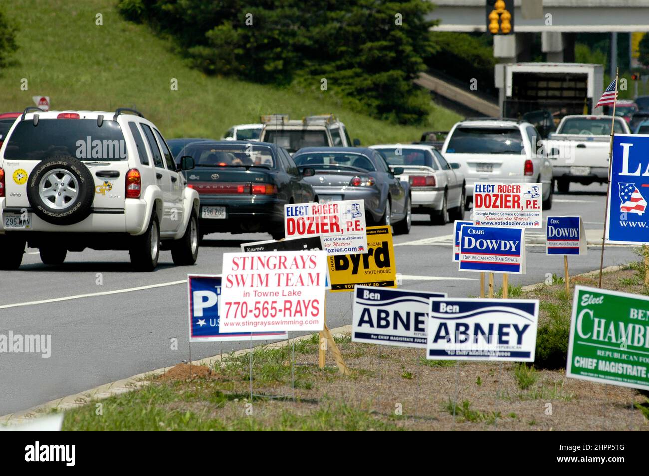 Campaign signs for local, State and Federal offices on streets before ...