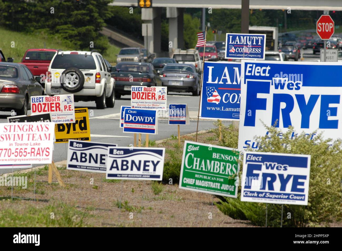 Campaign signs for local, State and Federal offices on streets before ...
