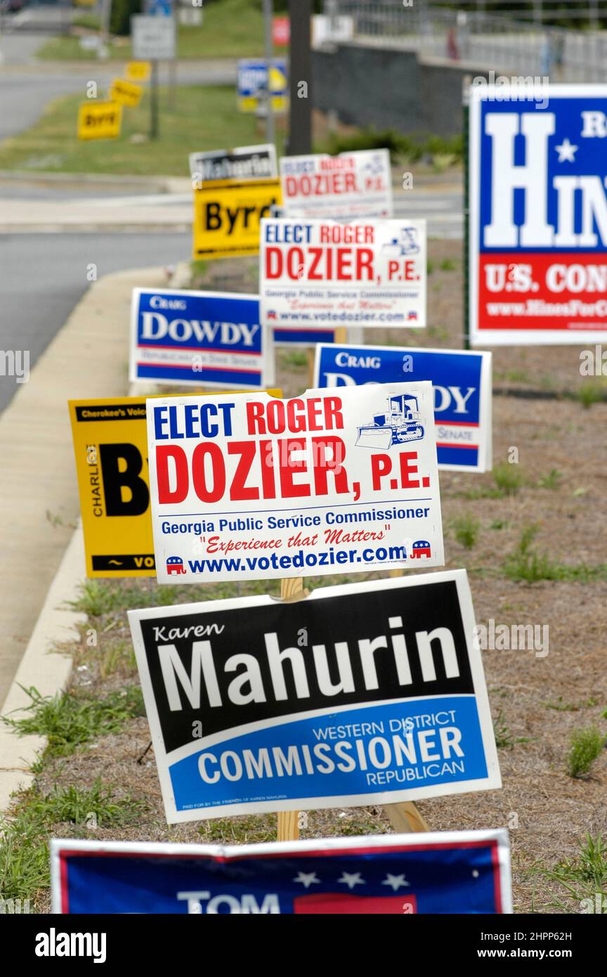 Campaign signs for local, State and Federal offices on streets before ...