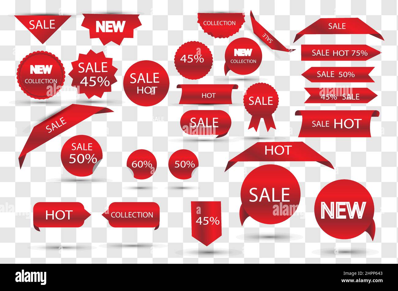 Set of red sale banners isolated. Vector 3d scrolls Stock Vector Image ...