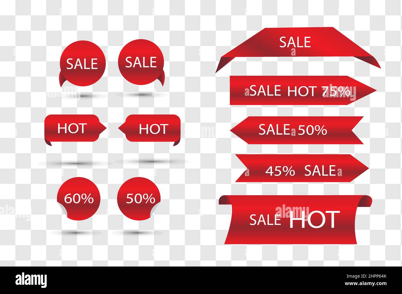 Set of red sale banners isolated. Vector 3d scrolls Stock Vector Image ...