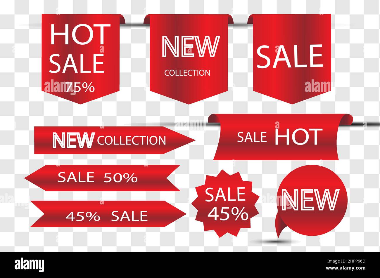 Set of red sale banners isolated. Vector 3d scrolls Stock Vector Image ...