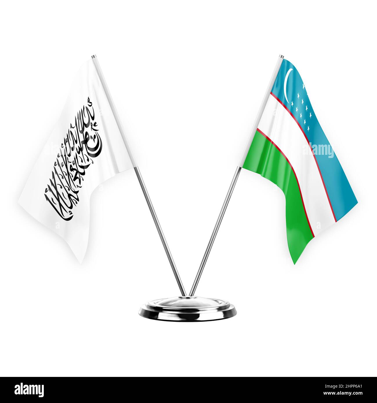 Two table flags isolated on white background 3d illustration ...