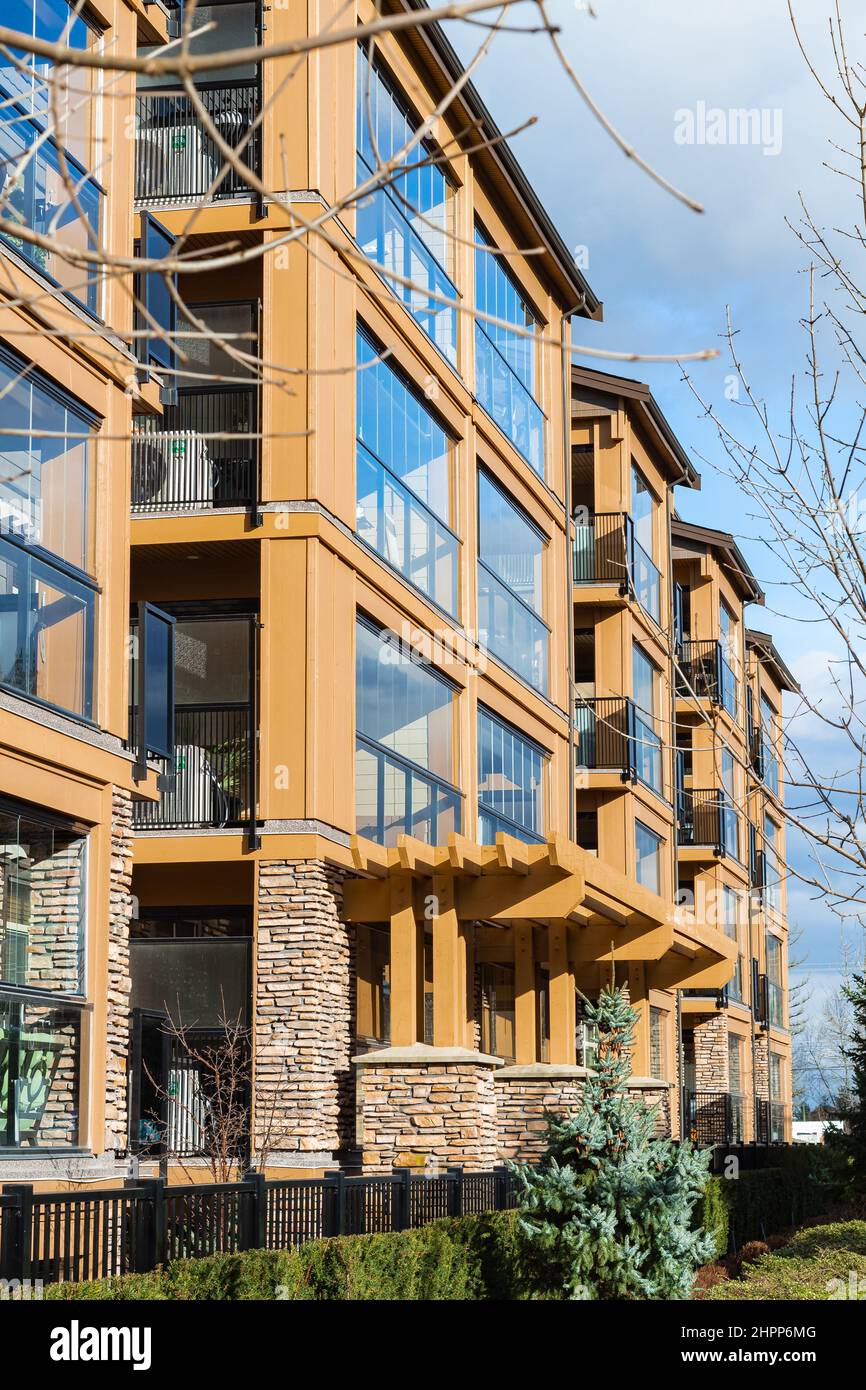 Brand new apartment building in BC, Canada. Canadian modern residential ...