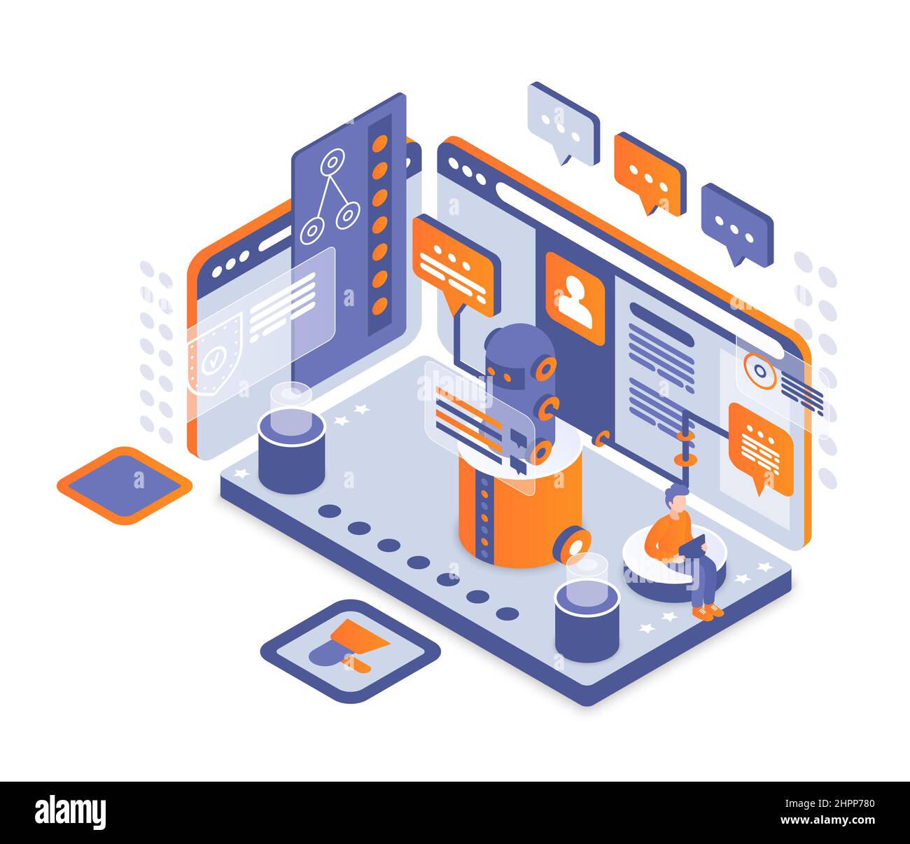 Chatbot service computer software speaking program. Process of real ...