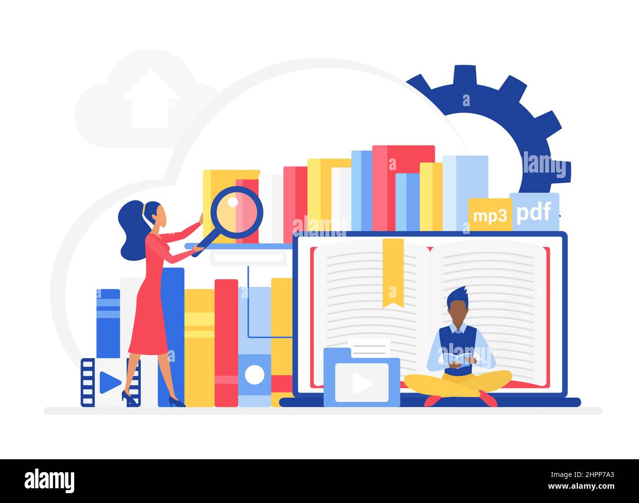 Electronic online cloud library system for downloading ebooks. Digital ...