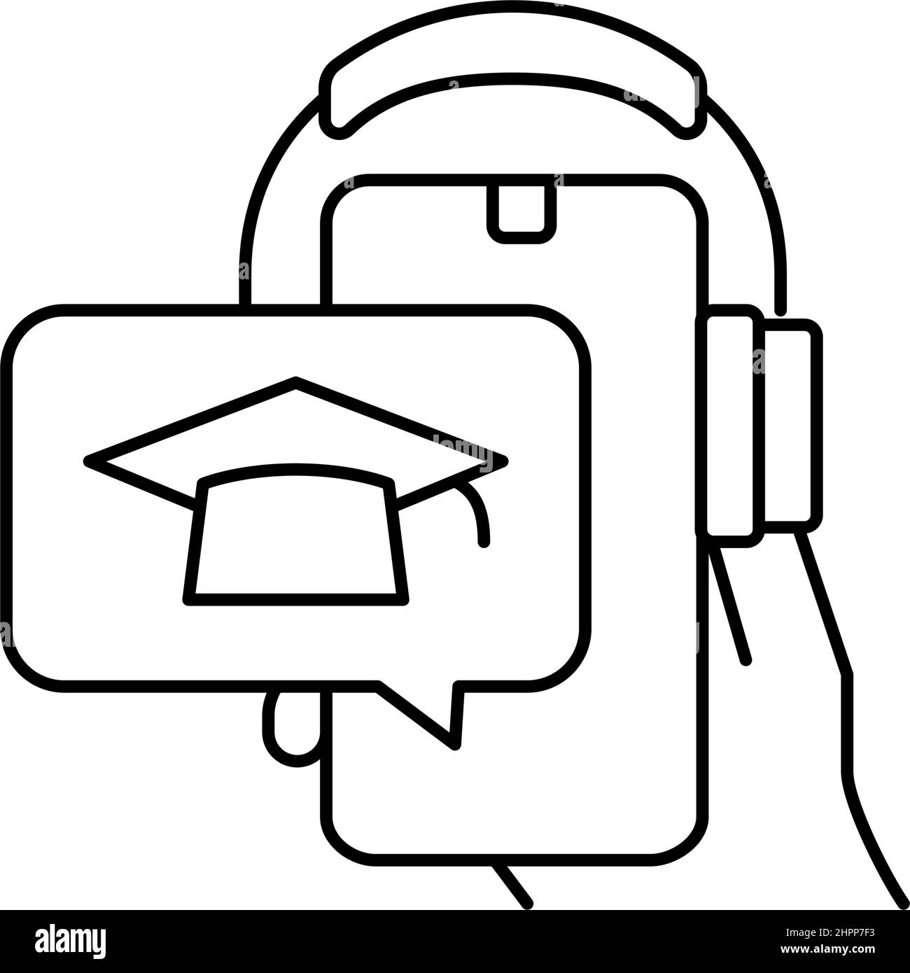listen lesson phone app line icon vector illustration Stock Vector ...
