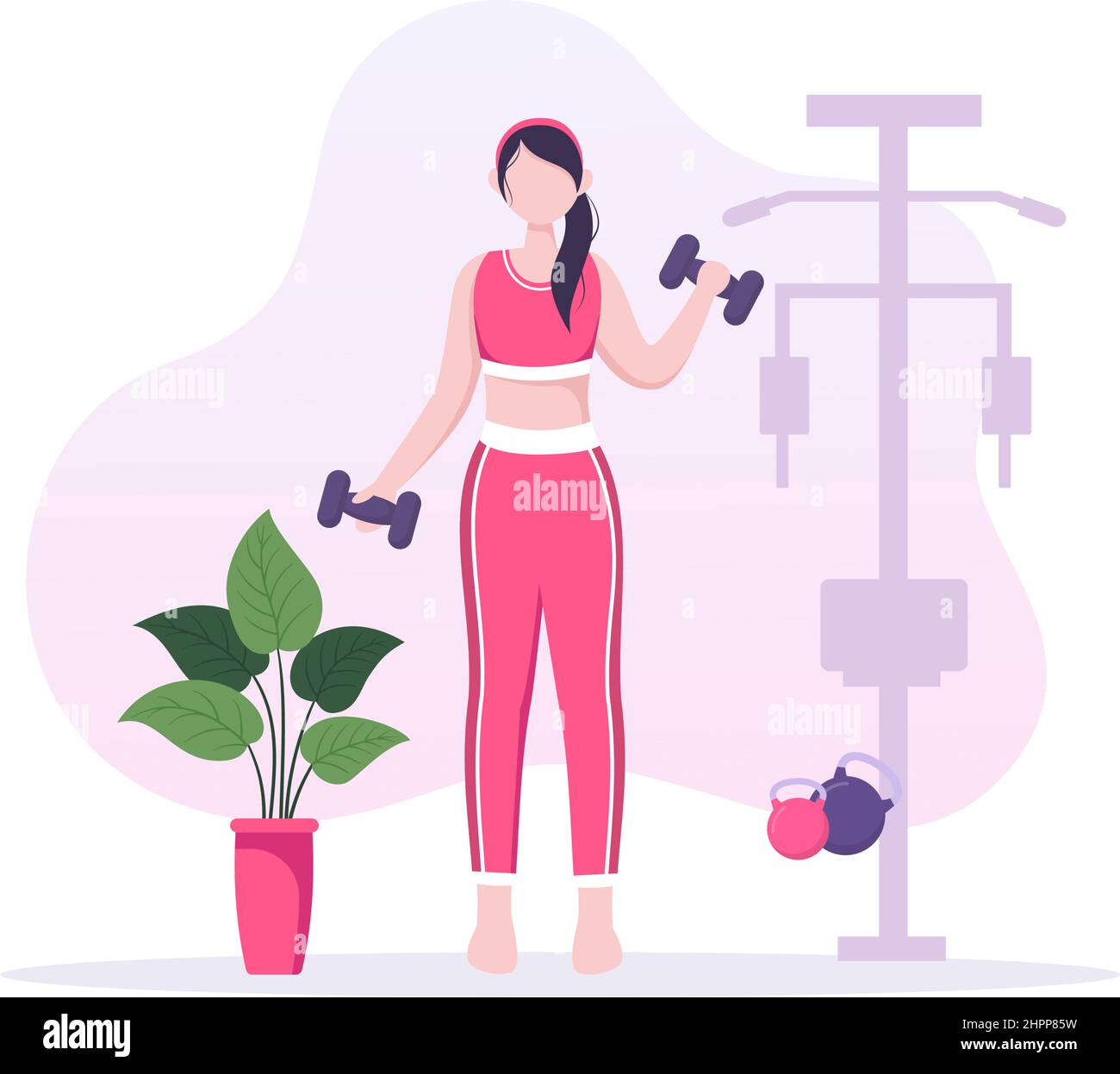 Workout Gym People Exercising Lifting Dumbbells and Weight, Jogging on ...