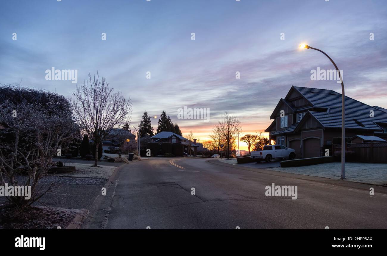 View of Residential Suburban Neighborhood Street in a modern city Stock ...