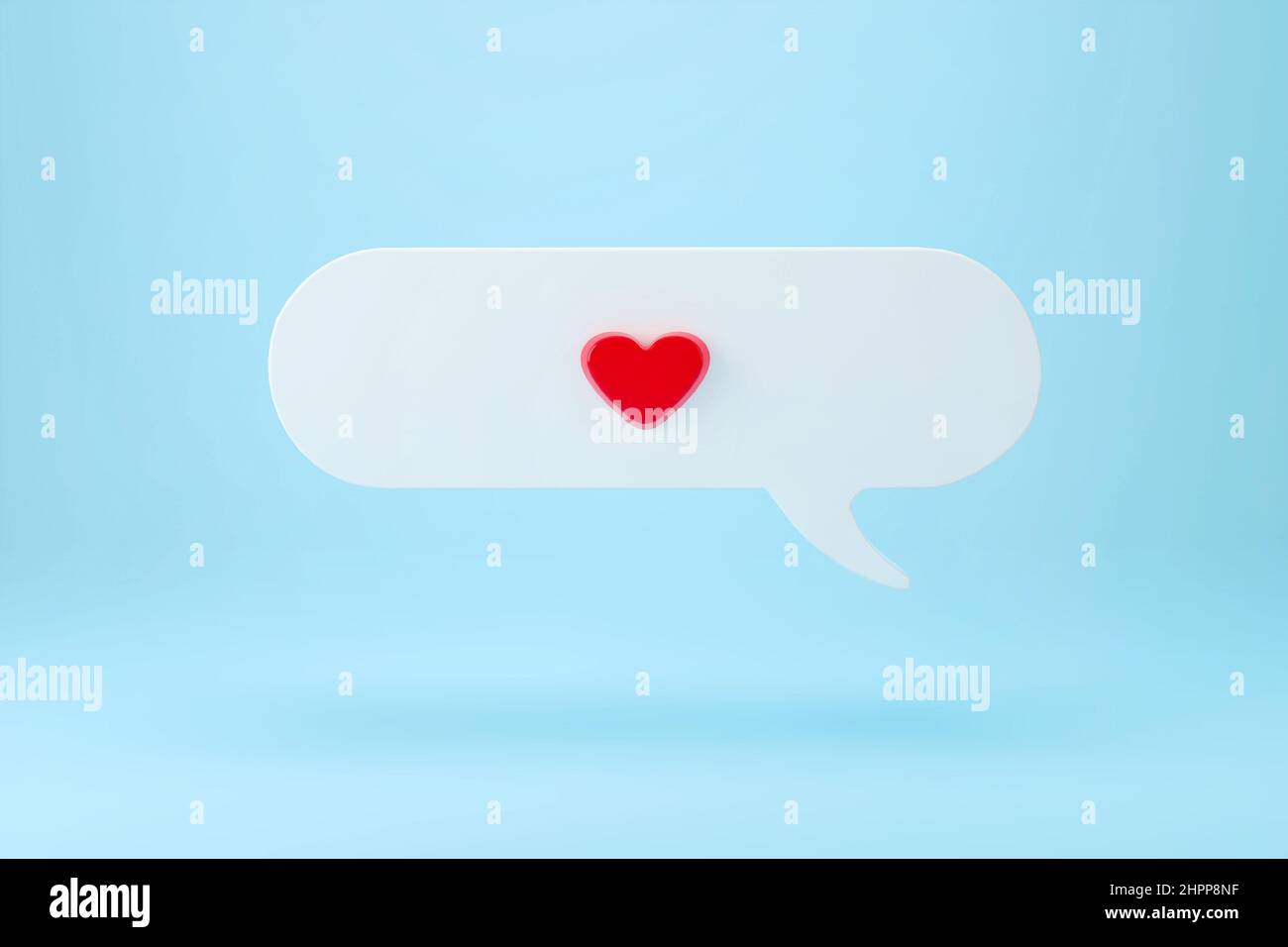 Red heart with blank white speech bubble pin isolated on white ...