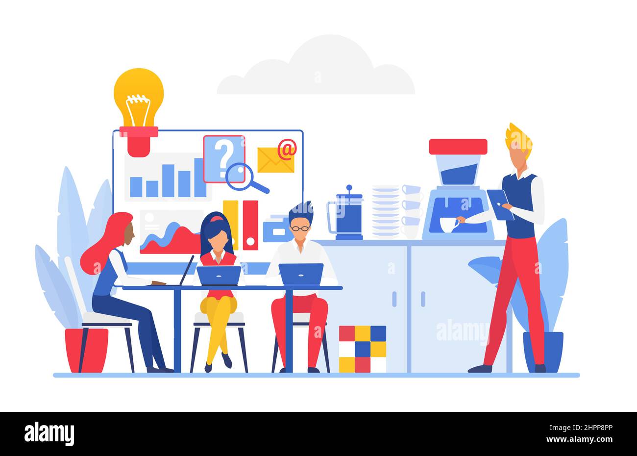 Coworking center environment sharing neutral office. Working employers ...