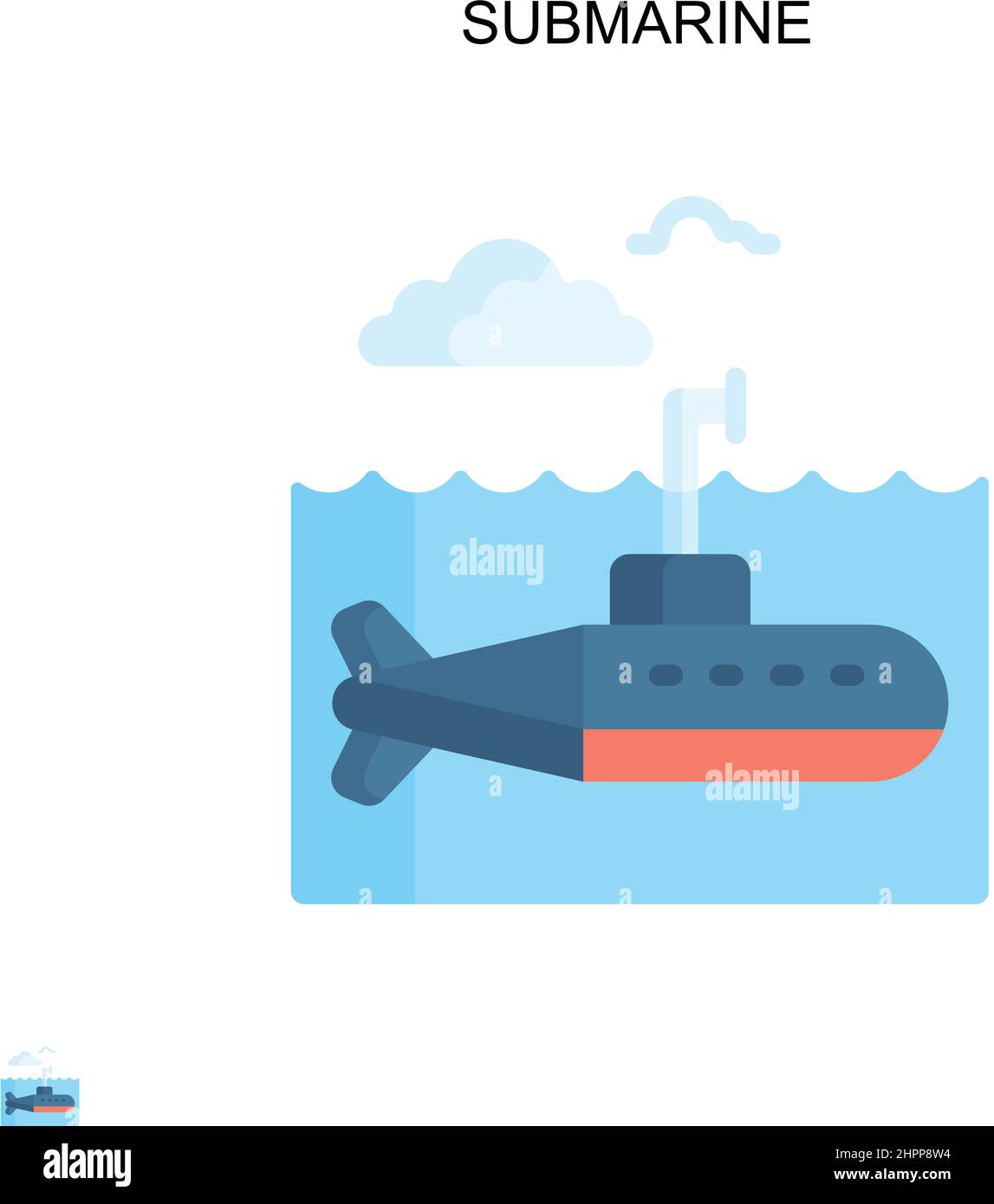 Submarine Simple vector icon. Illustration symbol design template for ...