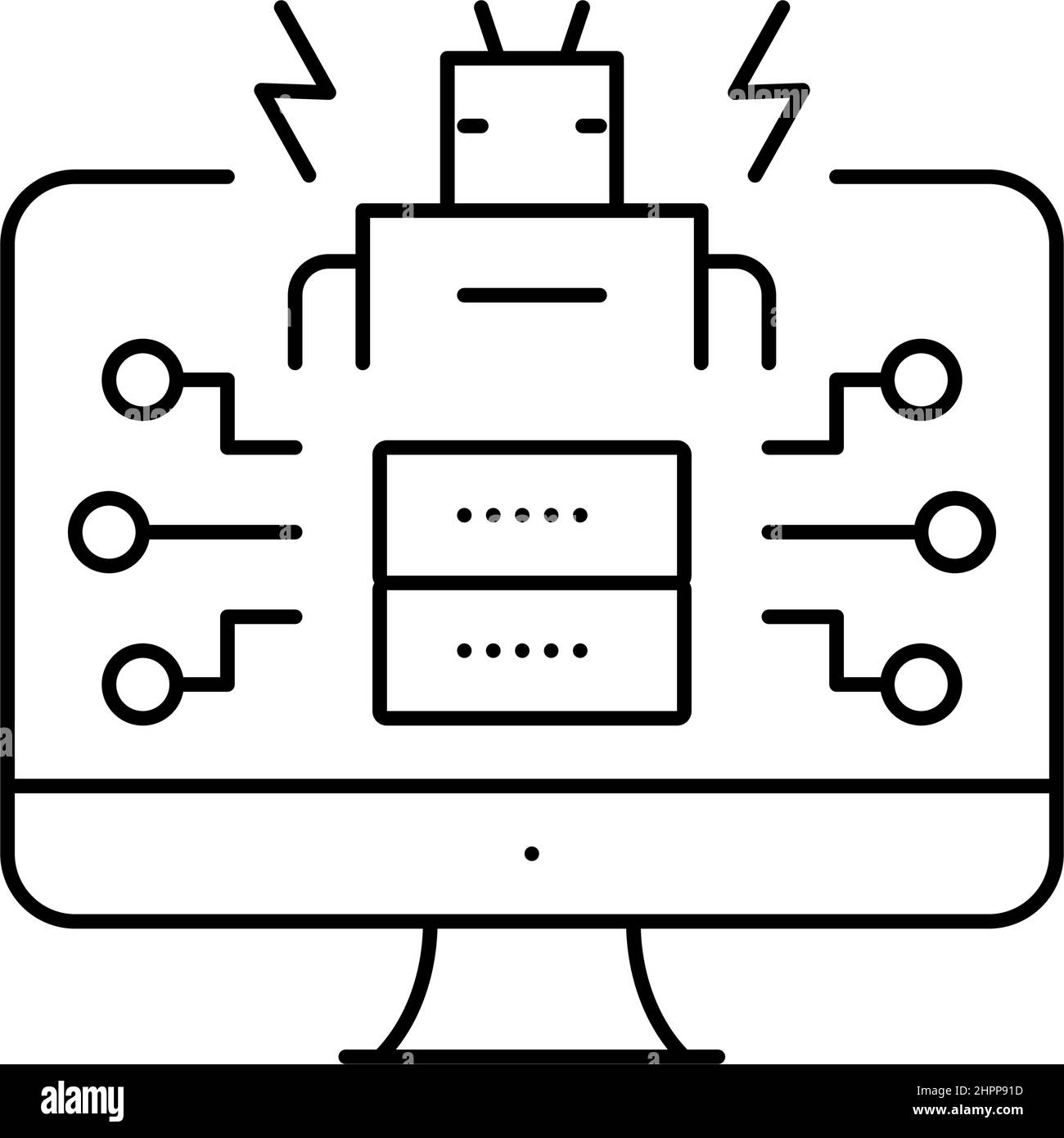 ai powered attacks line icon vector illustration Stock Vector Image ...