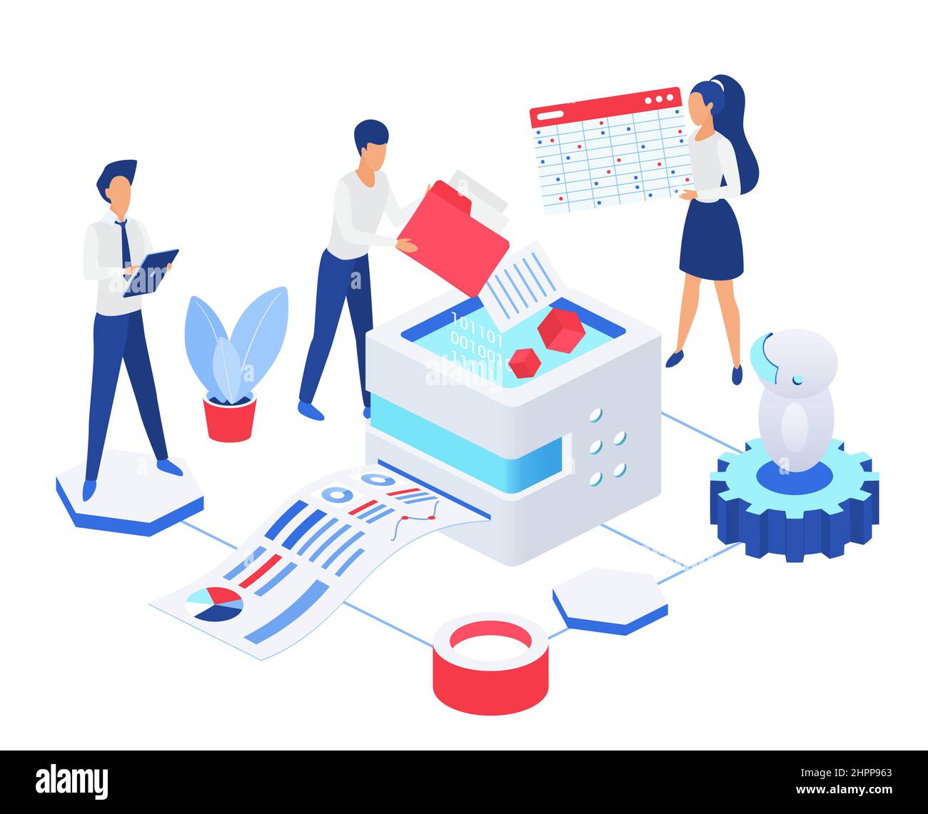 Team inspecting and processing company data folders. Analyzing and ...