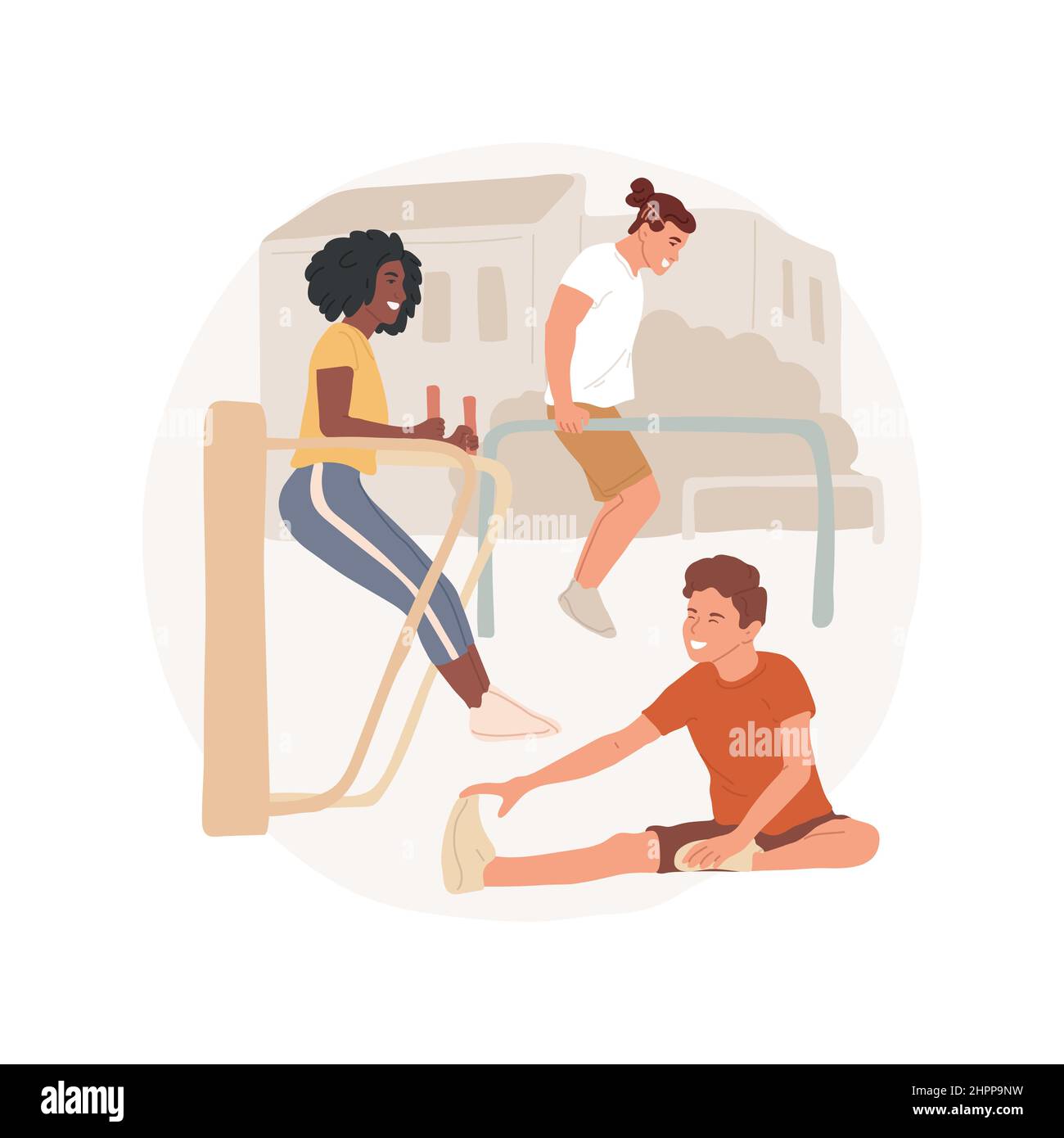 Outdoor workout abstract concept vector illustration. Adult and ...