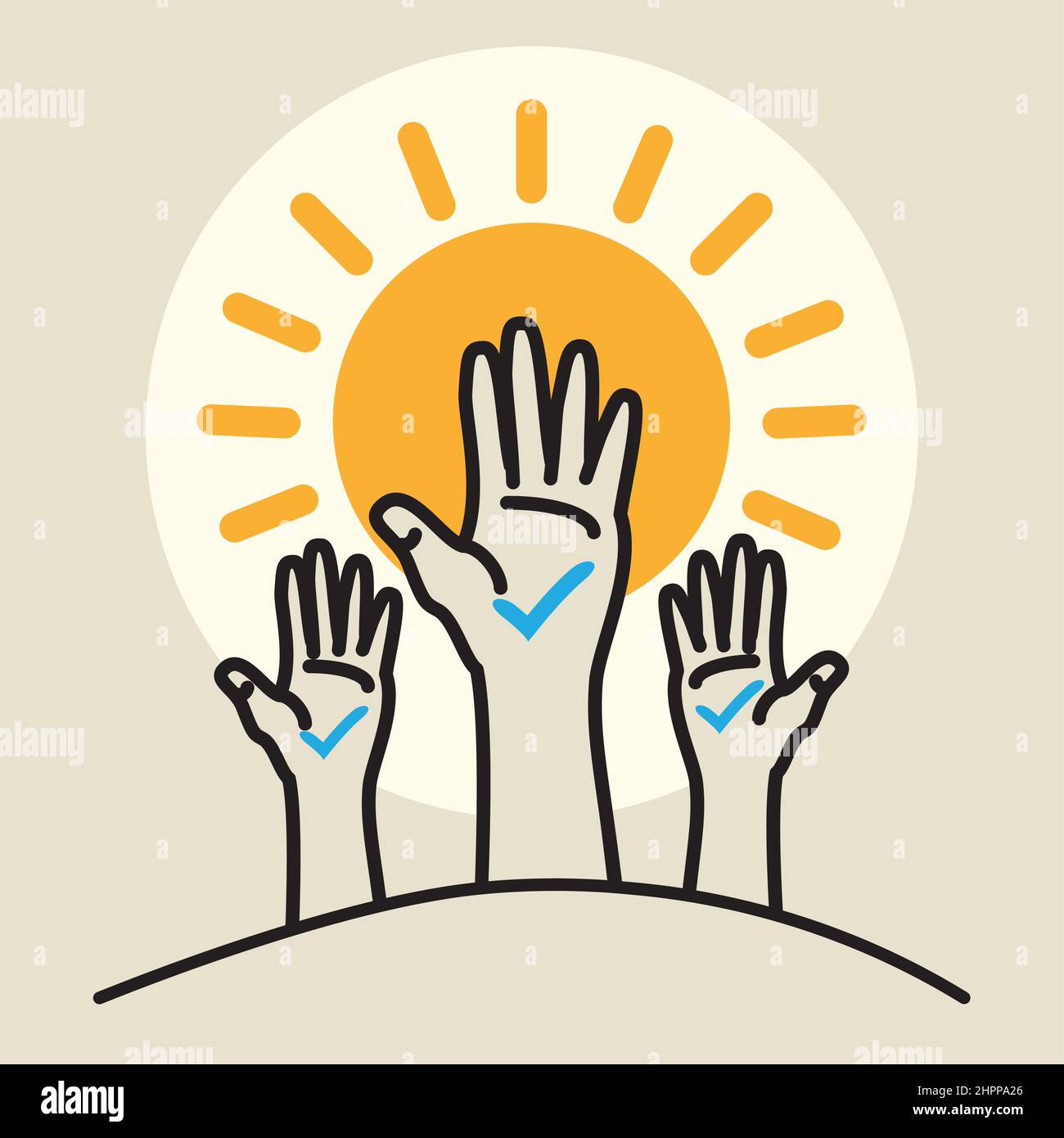 volunteering hands raised Stock Vector Image & Art - Alamy
