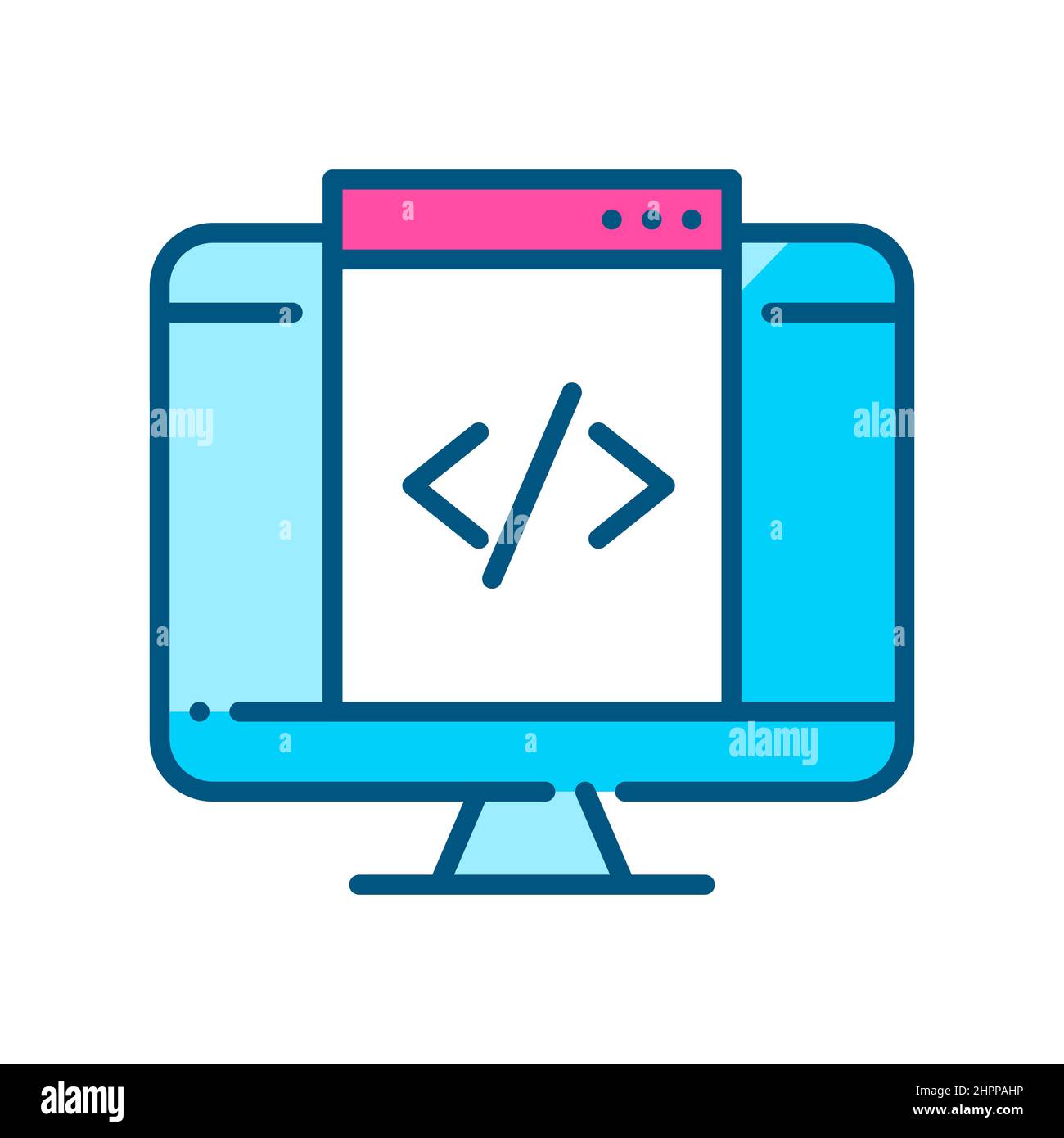 Html web page coding on computer monitor. Pixel perfect, editable ...