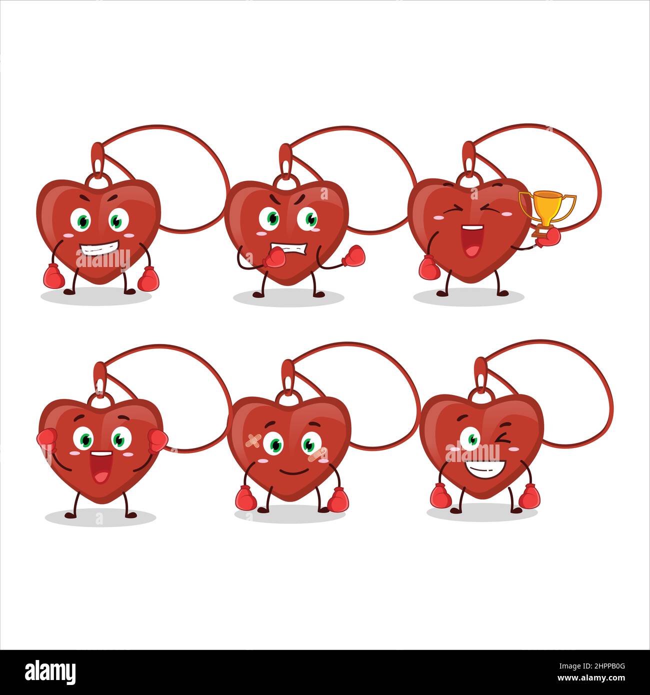 A sporty red heart necklace boxing athlete cartoon mascot design ...