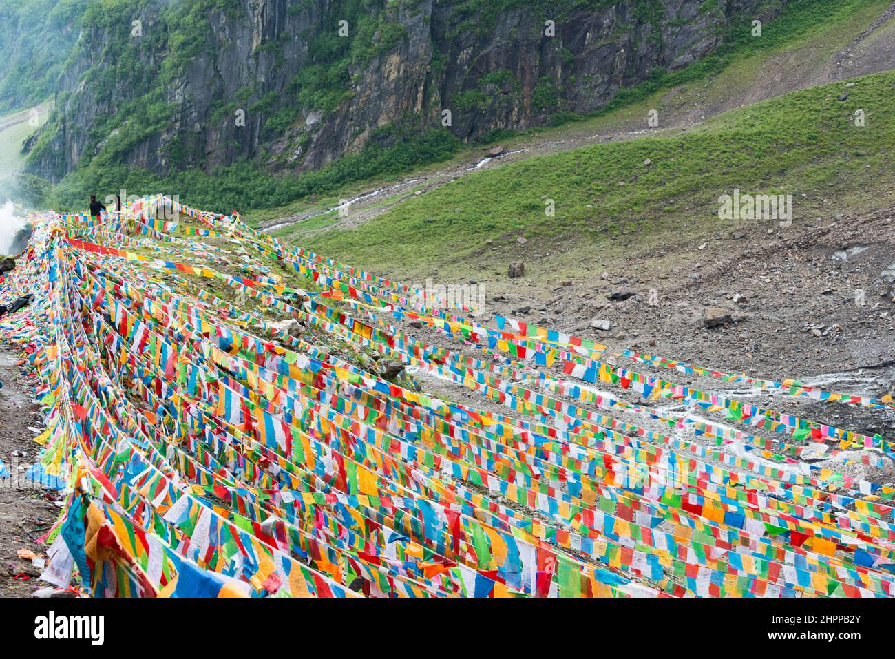 YUBENG, CHINA - Prayer flag at Yubeng Village. a famous landmark in the ...