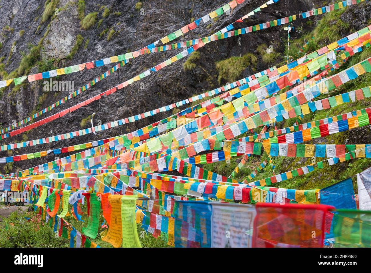 YUBENG, CHINA - Prayer flag at Yubeng Village. a famous landmark in the ...