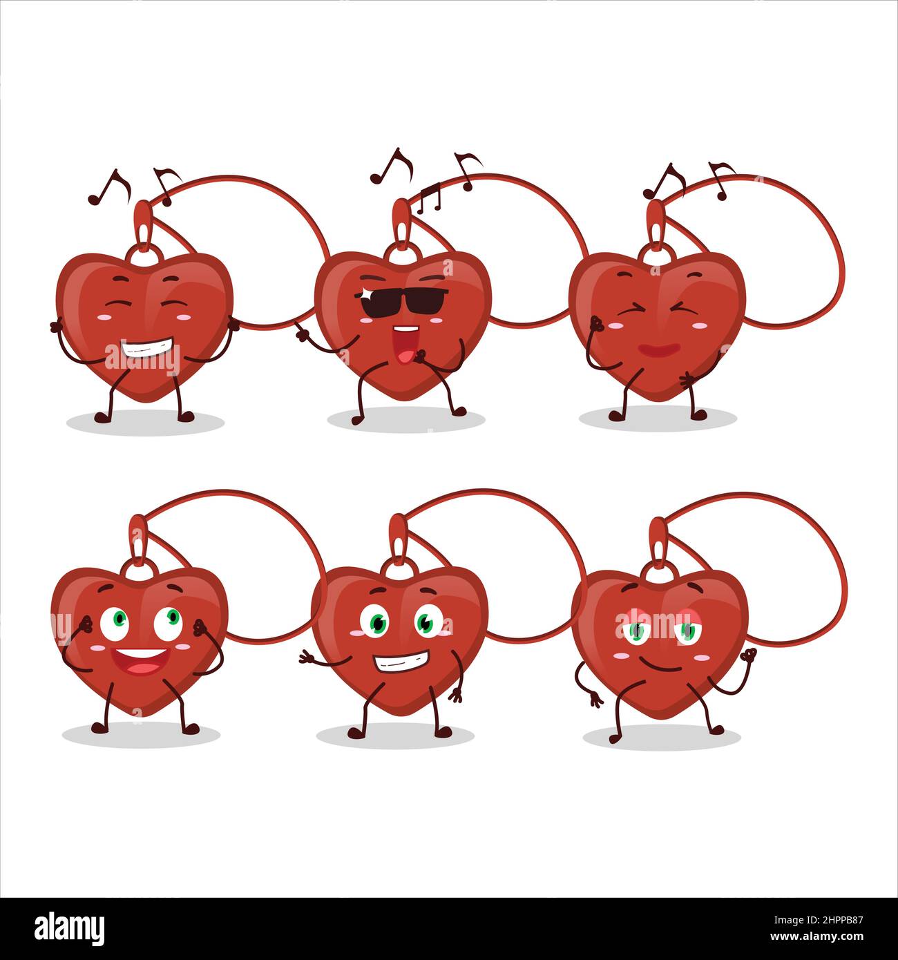 An image of red heart necklace dancer cartoon character enjoying the ...